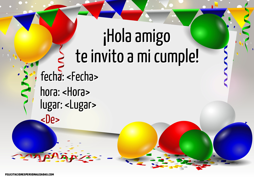 Tarjeta de invitacion para amigo | Personalizar invitaciones de cumpleaños