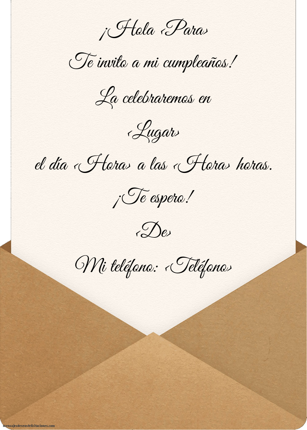 Invitación a la fiesta de la carta en sobre con edad editable ...