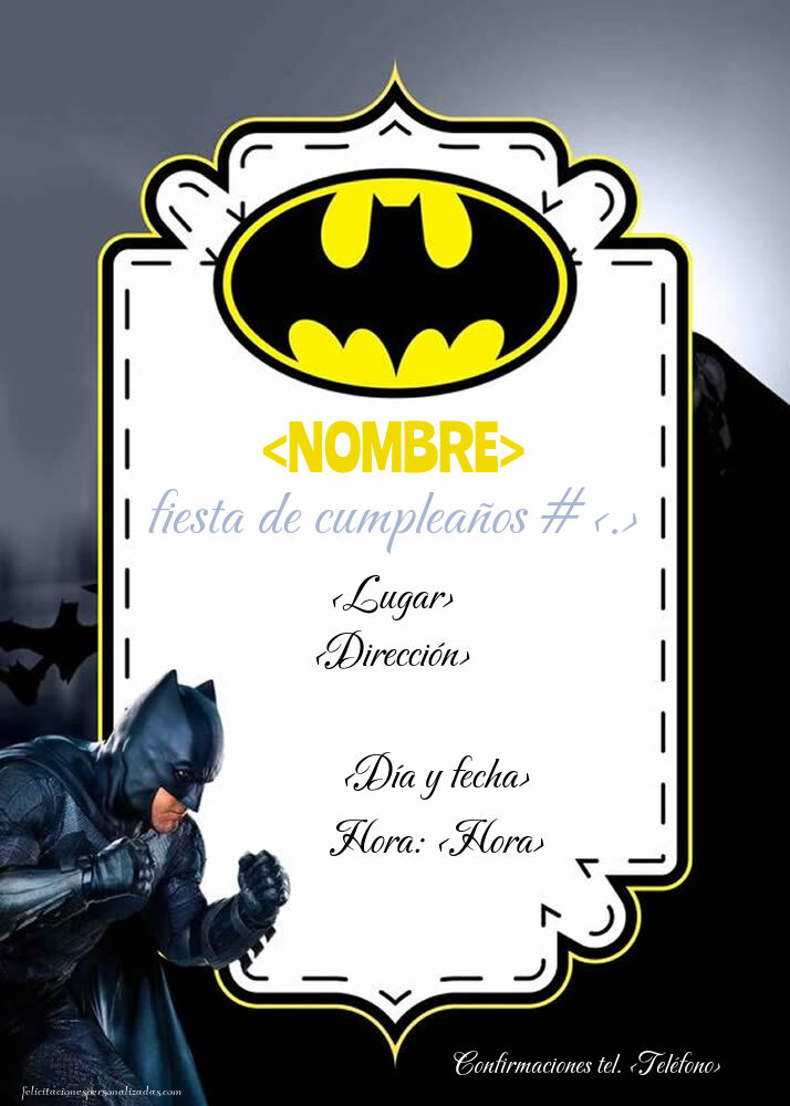 Invitación para chicos con Batman | Personalizar invitaciones de ...