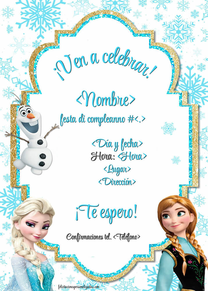 ¡Ven a celebrar con Anna, Elsa y Olaf de Frozen! | Personalizar ...