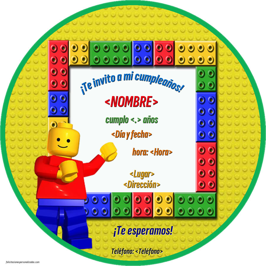 Tarjetas de invitación de Lego | Personalizar invitaciones de ...