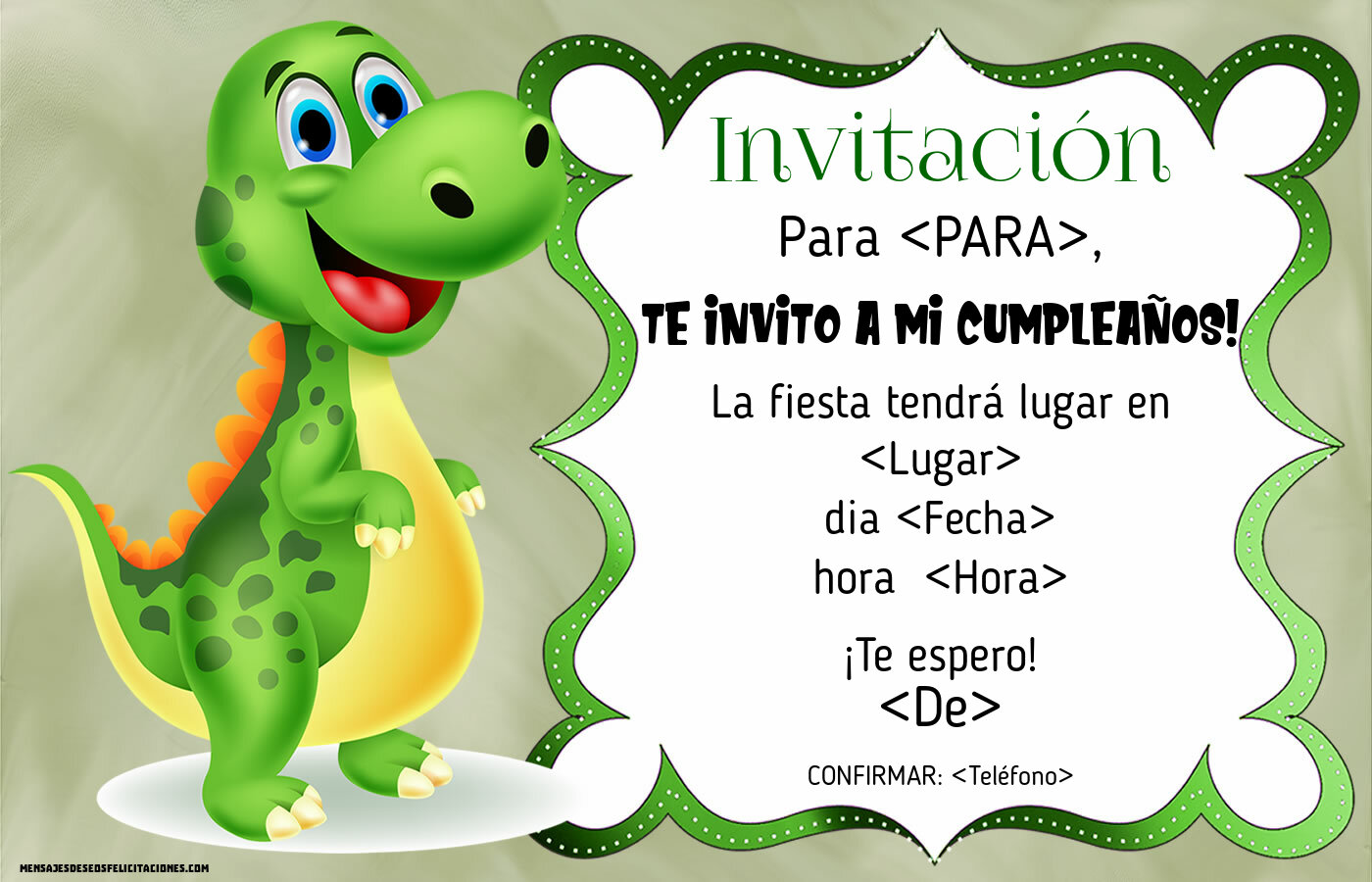 Invitaciones De Cumpleaños De Dinosaurios
