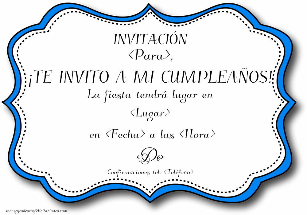 Invitación sencilla con borde azul para niños | Personalizar ...