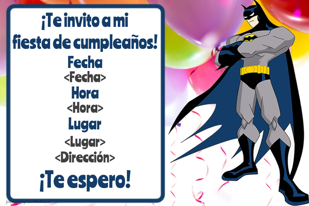 Tarjeta de invitacion de Batman | Personalizar invitaciones de ...