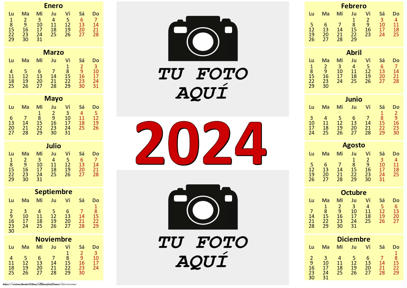 Calendario 2024 con dos fotos - Modelo 0012 | Calendarios Personalizados