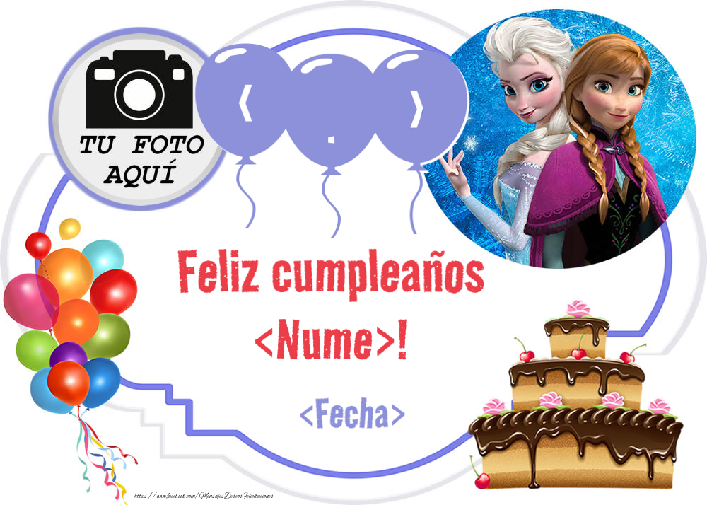 Feliz Cumpleaños - Cuadro con la Anna y Elsa de Frozen personalizable ...